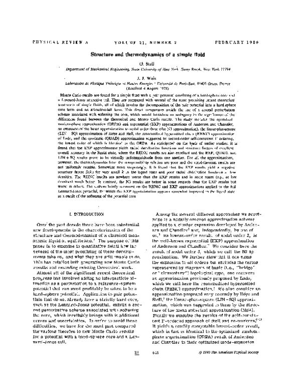 (PDF) Structure and thermodynamics of a simple fluid