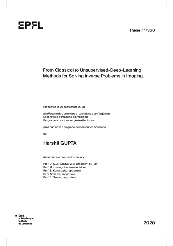 (PDF) From Classical to Unsupervised-Deep-Learning Methods for Solving Inverse Problems in Imaging
