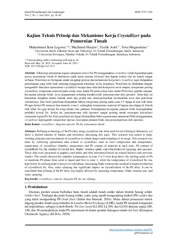 (PDF) Kajian Teknis Prinsip dan Mekanisme Kerja Crystallizer pada ...
