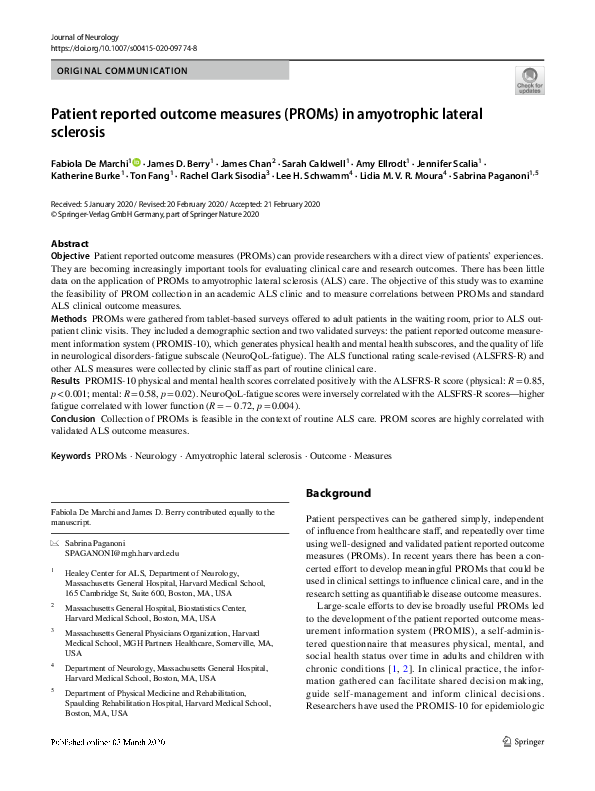(PDF) Patient reported outcome measures (PROMs) in amyotrophic lateral ...