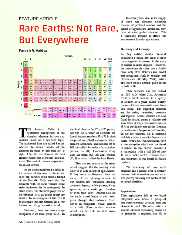 (PDF) Rare Earths: Not Rare, But Everywhere