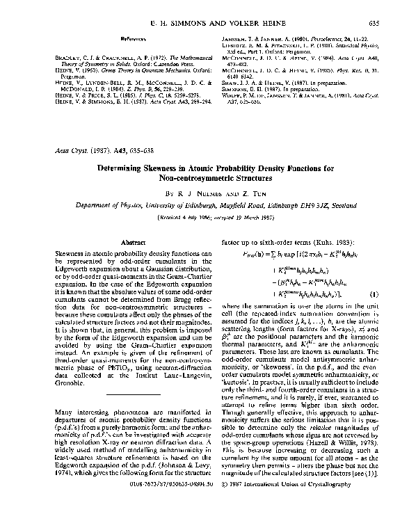 (PDF) Determining skewness in atomic probability density functions for non-centrosymmetric ...