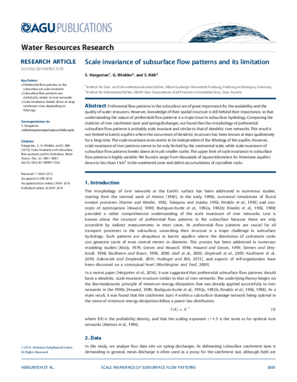 (PDF) Scale invariance of subsurface flow patterns and its limitation