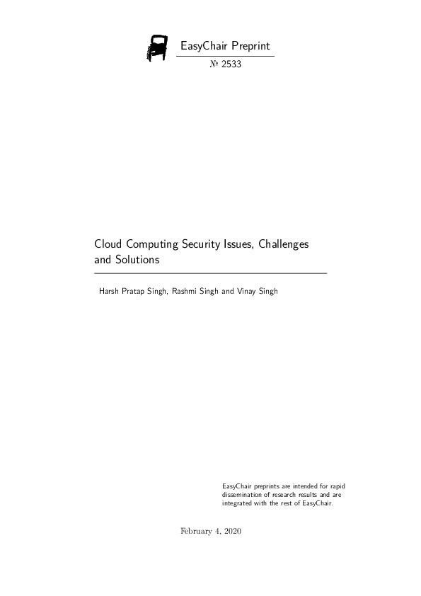 Pdf Cloud Computing Security Issues Challenges And Solutions