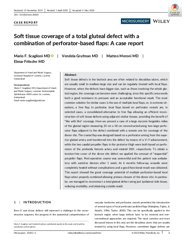 Pdf Soft Tissue Coverage Of A Total Gluteal Defect With A Combination