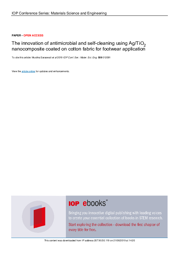 Pdf The Innovation Of Antimicrobial And Self Cleaning Using Ag Tio2