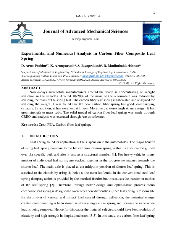 (PDF) Experimental and Numerical Analysis in Carbon Fiber Composite ...