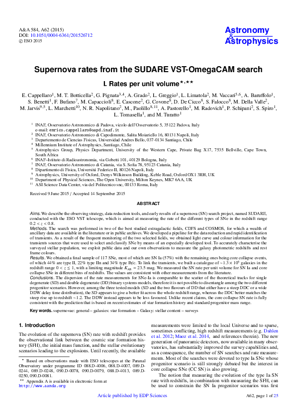 (PDF) Supernova rates from the SUDARE VST-OmegaCAM search