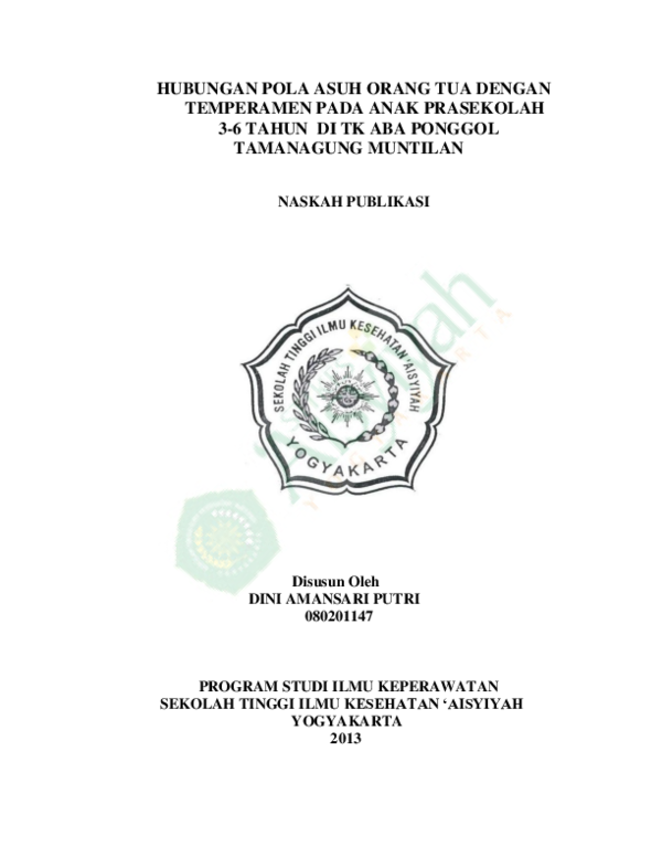 (PDF) Hubungan Pola Asuh Orang Tua dengan Tempramen pada Anak Prasekolah 3-6 Tahun di TK ABA ...