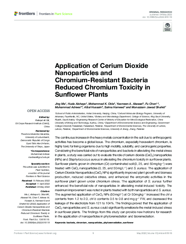 (PDF) Application of Cerium Dioxide Nanoparticles and Chromium ...