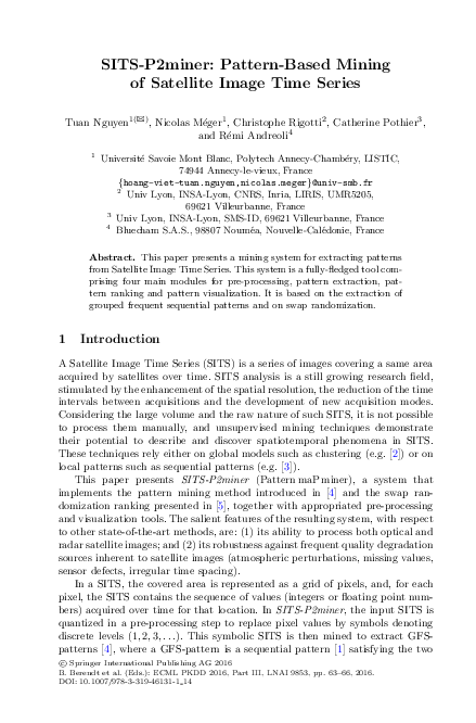 (PDF) SITS-P2miner: Pattern-Based Mining of Satellite Image Time Series