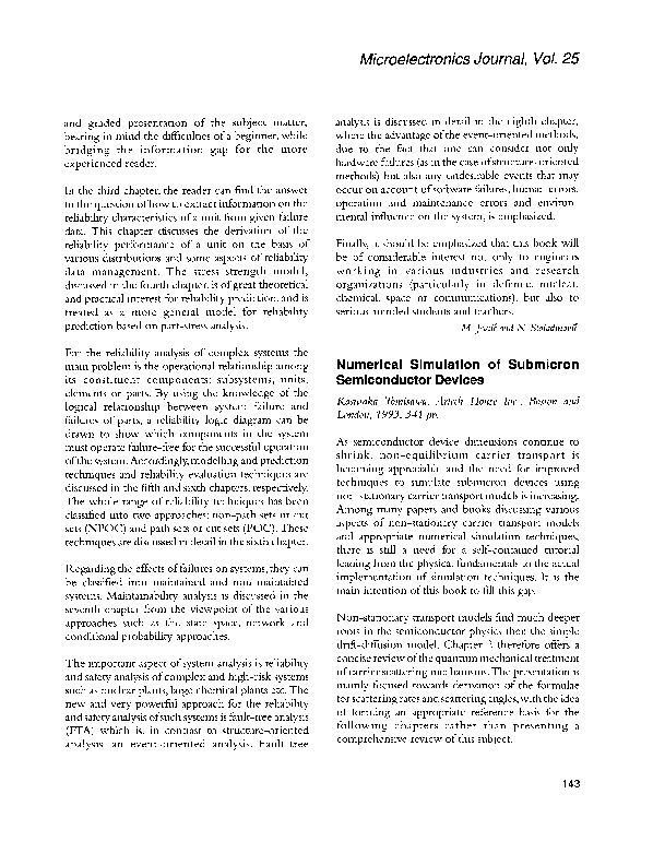 Pdf Numerical Simulation Of Submicron Semiconductor Devices