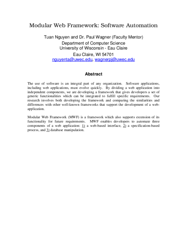 Pdf Modular Web Framework Software Automation