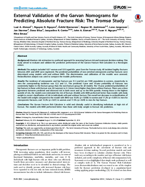 (PDF) External validation of the Garvan nomograms for predicting ...