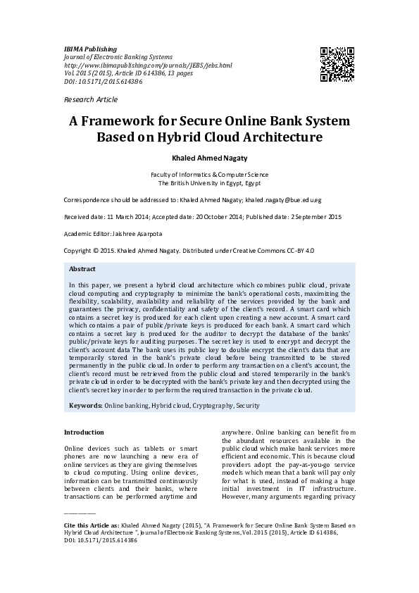 (PDF) A Framework for Secure Online Bank System Based on Hybrid Cloud Architecture