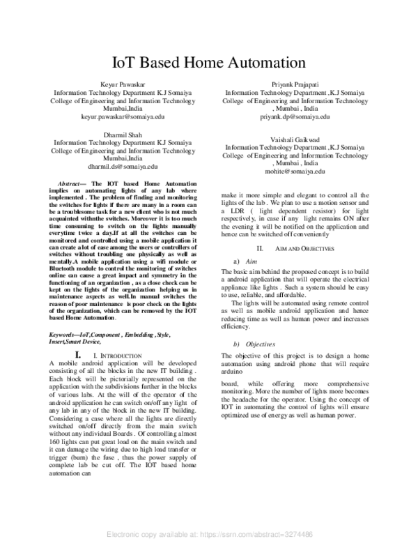 (PDF) IoT Based Home Automation