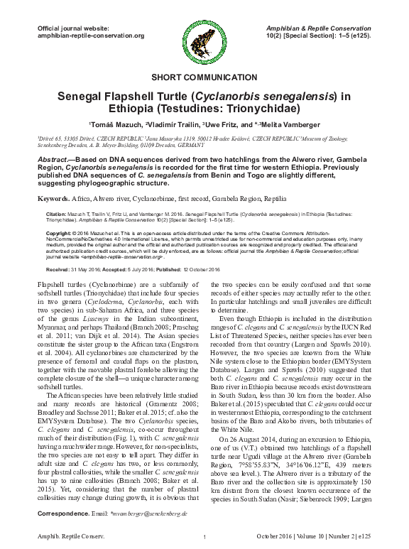 (PDF) Data from: Senegal flapshell turtle (Cyclanorbis senegalensis) in ...