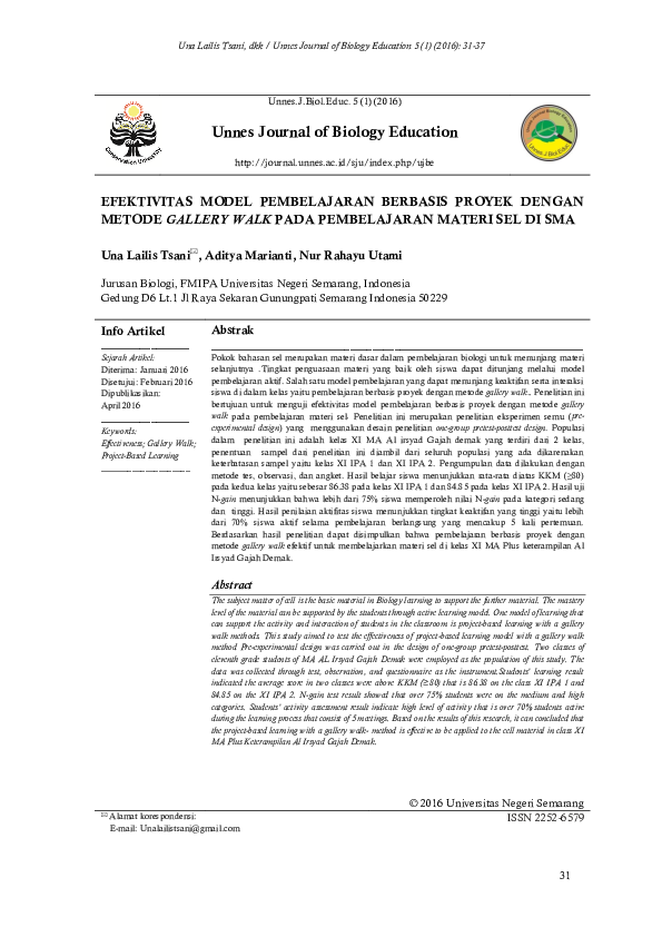 (PDF) Unnes Journal of Biology Education EFEKTIVITAS MODEL PEMBELAJARAN ...