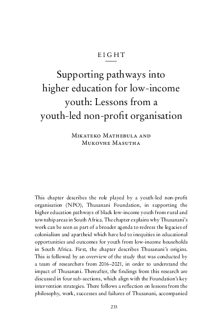 (PDF) Supporting pathways into higher education for low-income youth ...