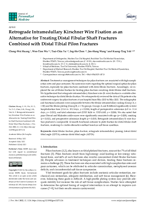 (PDF) Retrograde Intramedullary Kirschner Wire Fixation as an ...