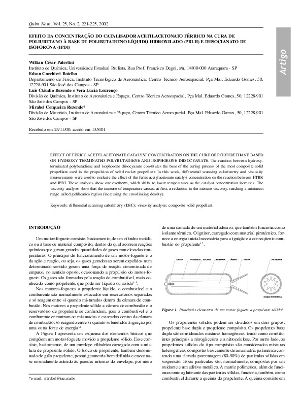 (PDF) Efeito da concentração do catalisador acetilacetonato férrico na ...