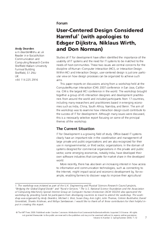 (PDF) User-Centered Design Considered Harmful