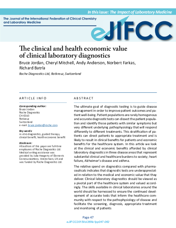 (PDF) The Clinical and Health Economic Value of Clinical Laboratory ...
