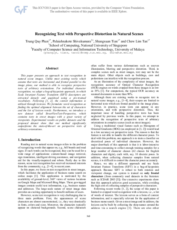 (PDF) Recognizing Text with Perspective Distortion in Natural Scenes