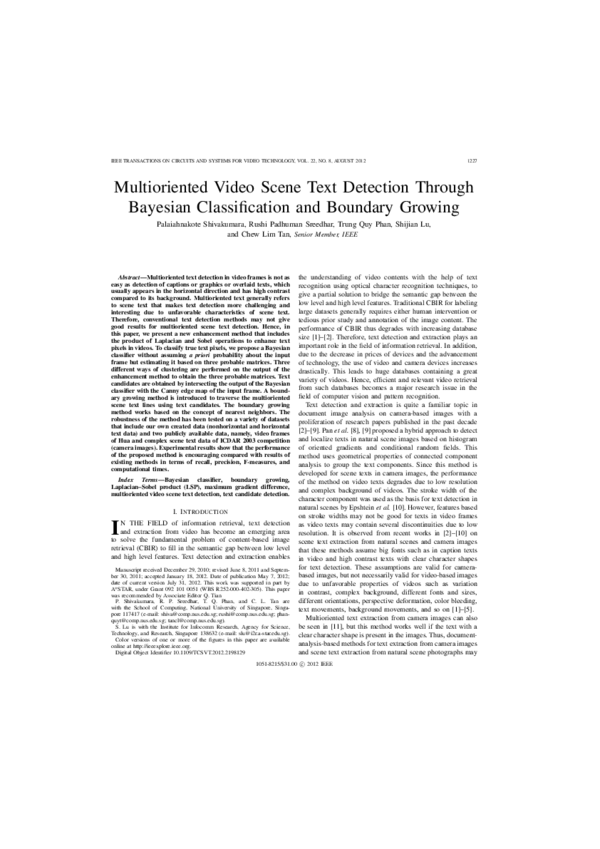 Pdf Multioriented Video Scene Text Detection Through Bayesian Classification And Boundary