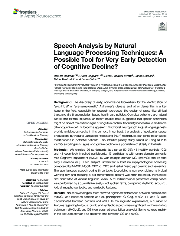 (PDF) Speech Analysis by Natural Language Processing Techniques: A ...