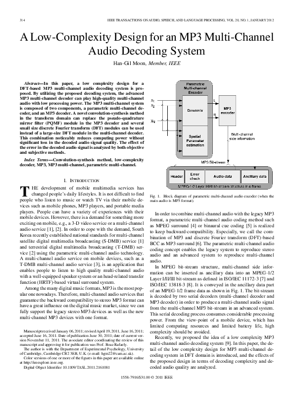 (PDF) A Low-Complexity Design for an MP3 Multi-Channel Audio Decoding System