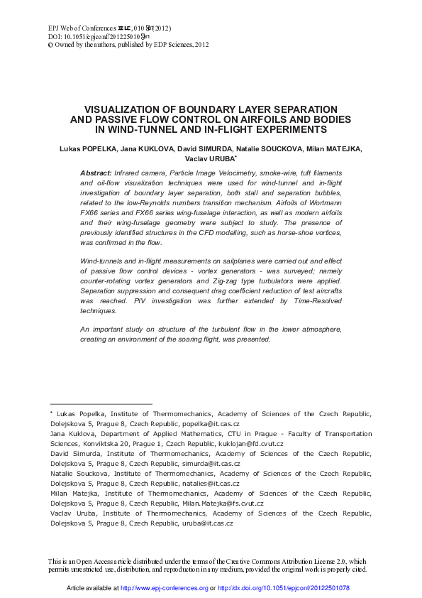 Pdf Visualization Of Boundary Layer Separation And Passive Flow