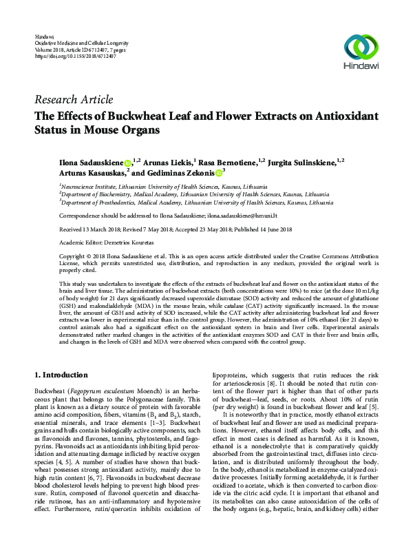 (PDF) The Effects of Buckwheat Leaf and Flower Extracts on Antioxidant ...