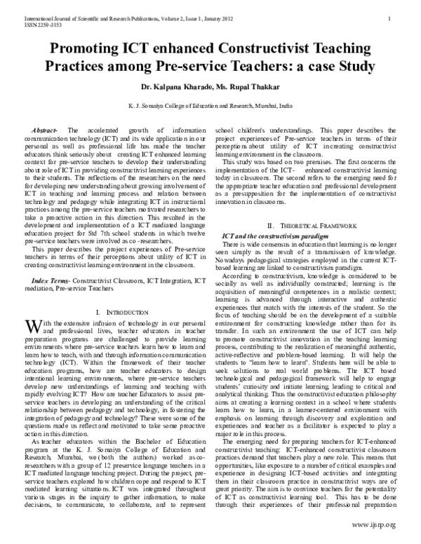 (PDF) Promoting ICT enhanced Constructivist Teaching Practices among ...