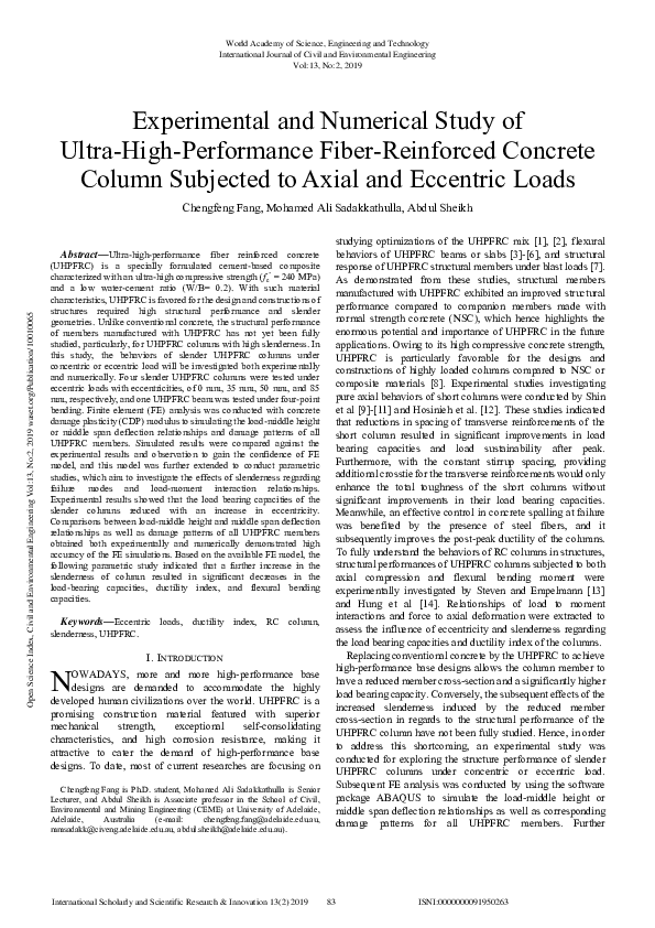 (PDF) Experimental and numerical study of ultra-high performance ...