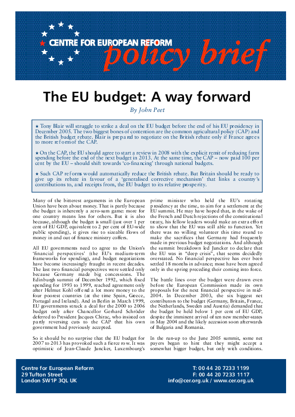 (PDF) The EU budget: A way forward | John Peet - Academia.edu
