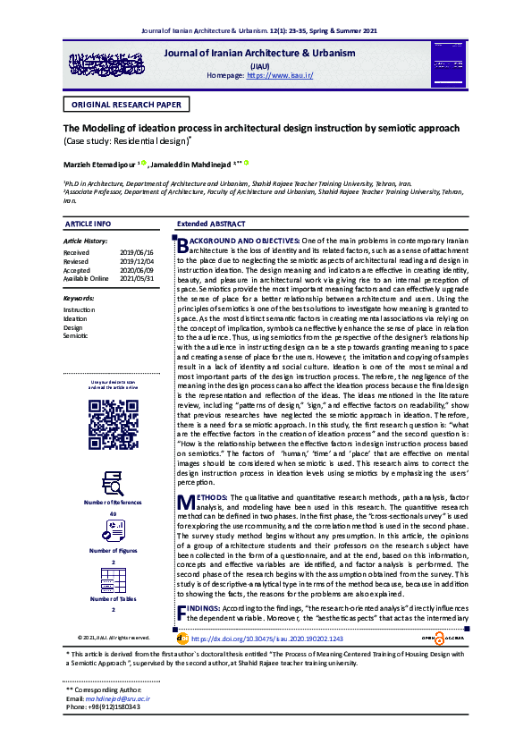 (PDF) The modeling of ideation process in architectural design instruction by semiotic approach ...