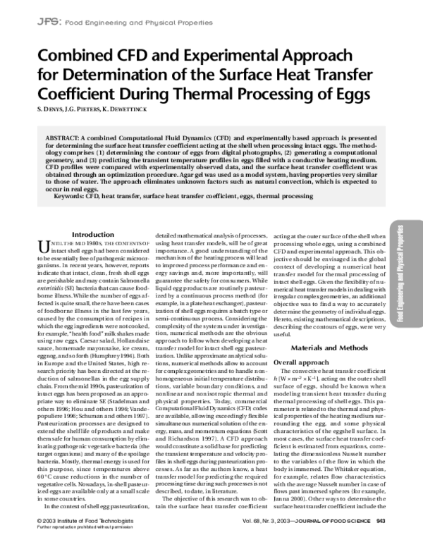 (PDF) Combined CFD and Experimental Approach for Determination of the Surface Heat Transfer ...