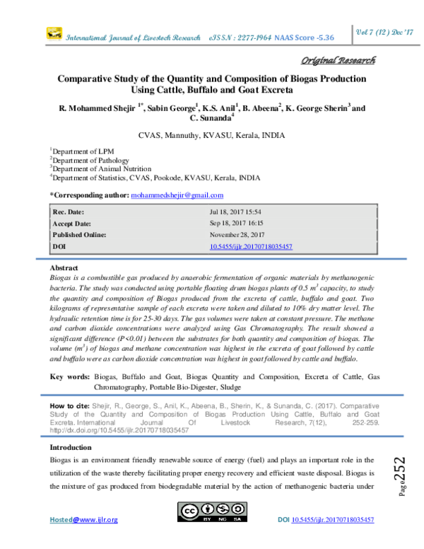 (PDF) Comparative Study of the Quantity and Composition of Biogas ...