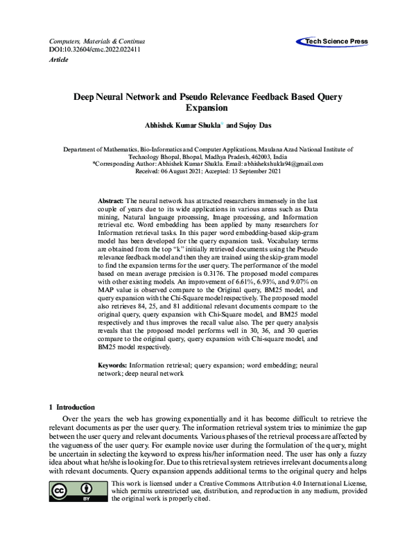(PDF) Deep Neural Network and Pseudo Relevance Feedback Based Query ... (PDF) Deep Neural Network and Pseudo Relevance Feedback Based Query ...