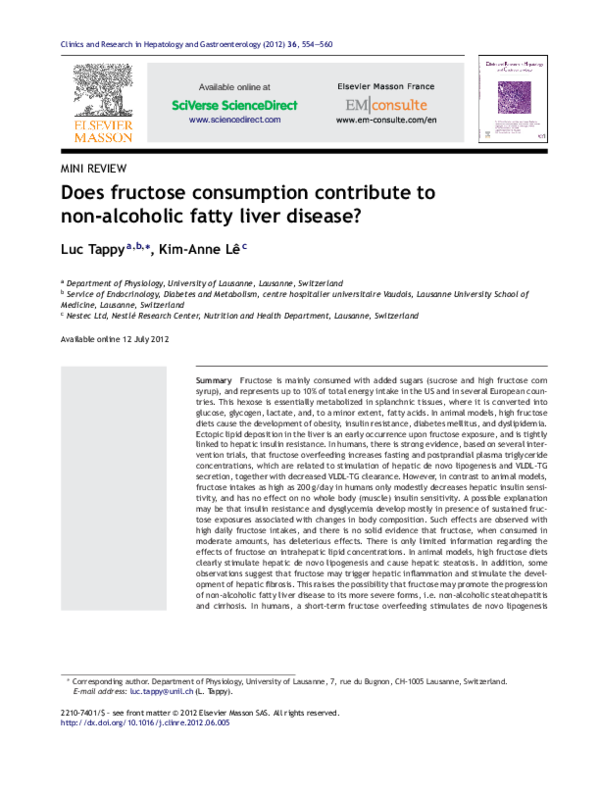 (PDF) Does fructose consumption contribute to non-alcoholic fatty liver ...