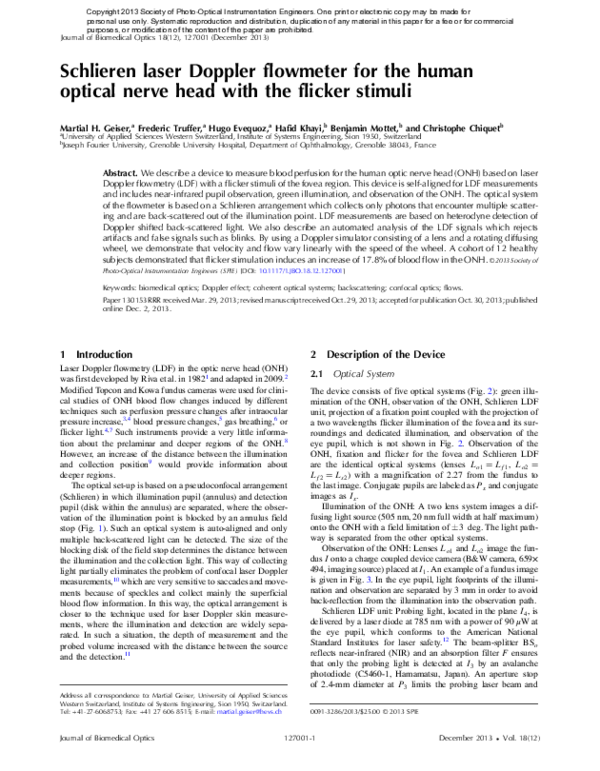 (PDF) Schlieren laser Doppler flowmeter for the human optical nerve ...