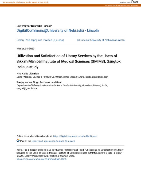(PDF) Utilization and Satisfaction of Library Services by the Users of ...