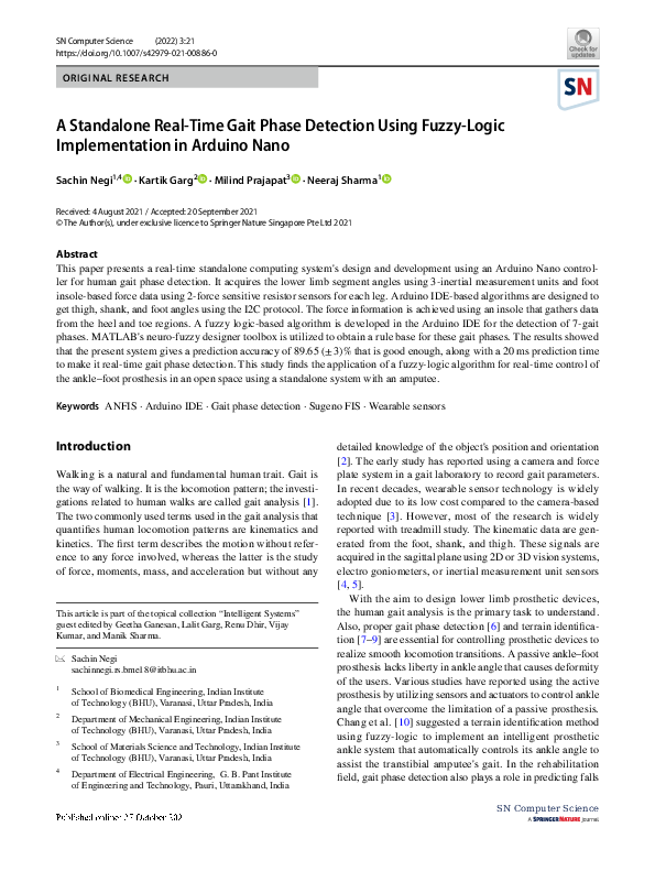 Pdf A Standalone Real Time Gait Phase Detection Using Fuzzy Logic