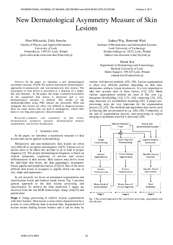 (PDF) New Dermatological Asymmetry Measure of Skin Lesions