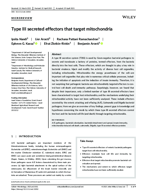 (PDF) Type III secreted effectors that target mitochondria