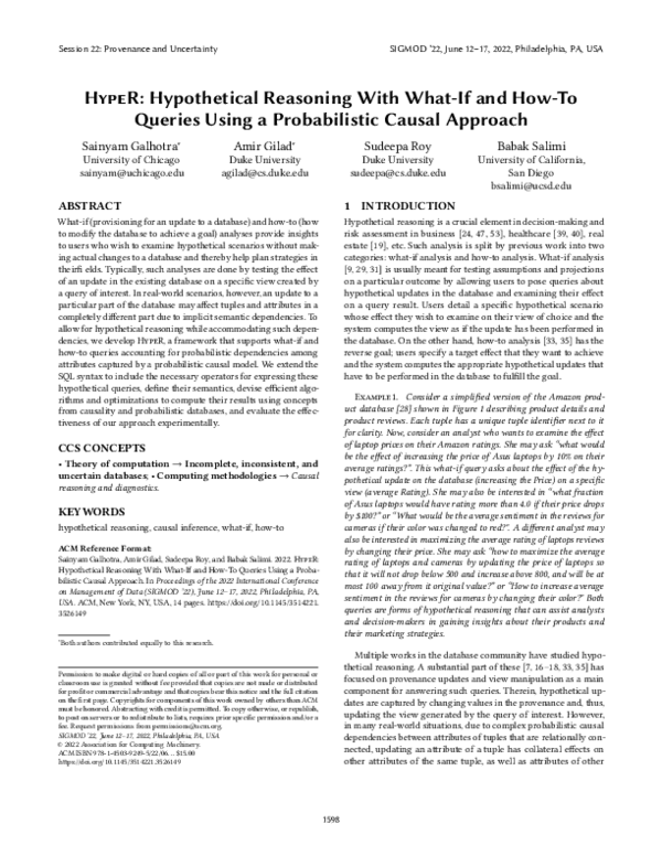 (PDF) HypeR: Hypothetical Reasoning With What-If and How-To Queries ...