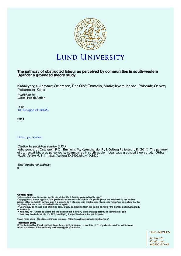 (PDF) The pathway of obstructed labour as perceived by communities in ...
