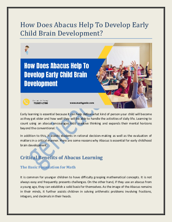 (PDF) How Does Abacus Help To Develop Early Child Brain Development
