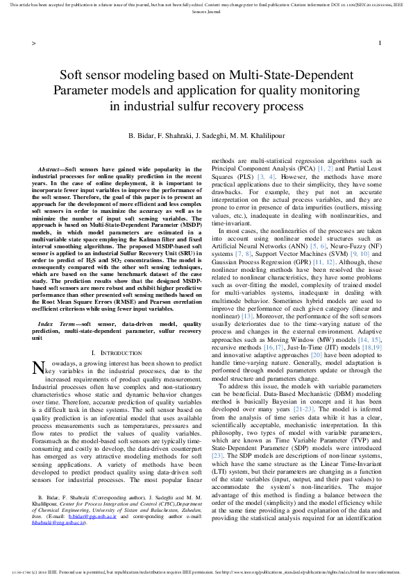 (PDF) Soft Sensor Modeling Based on Multi-State-Dependent Parameter ...